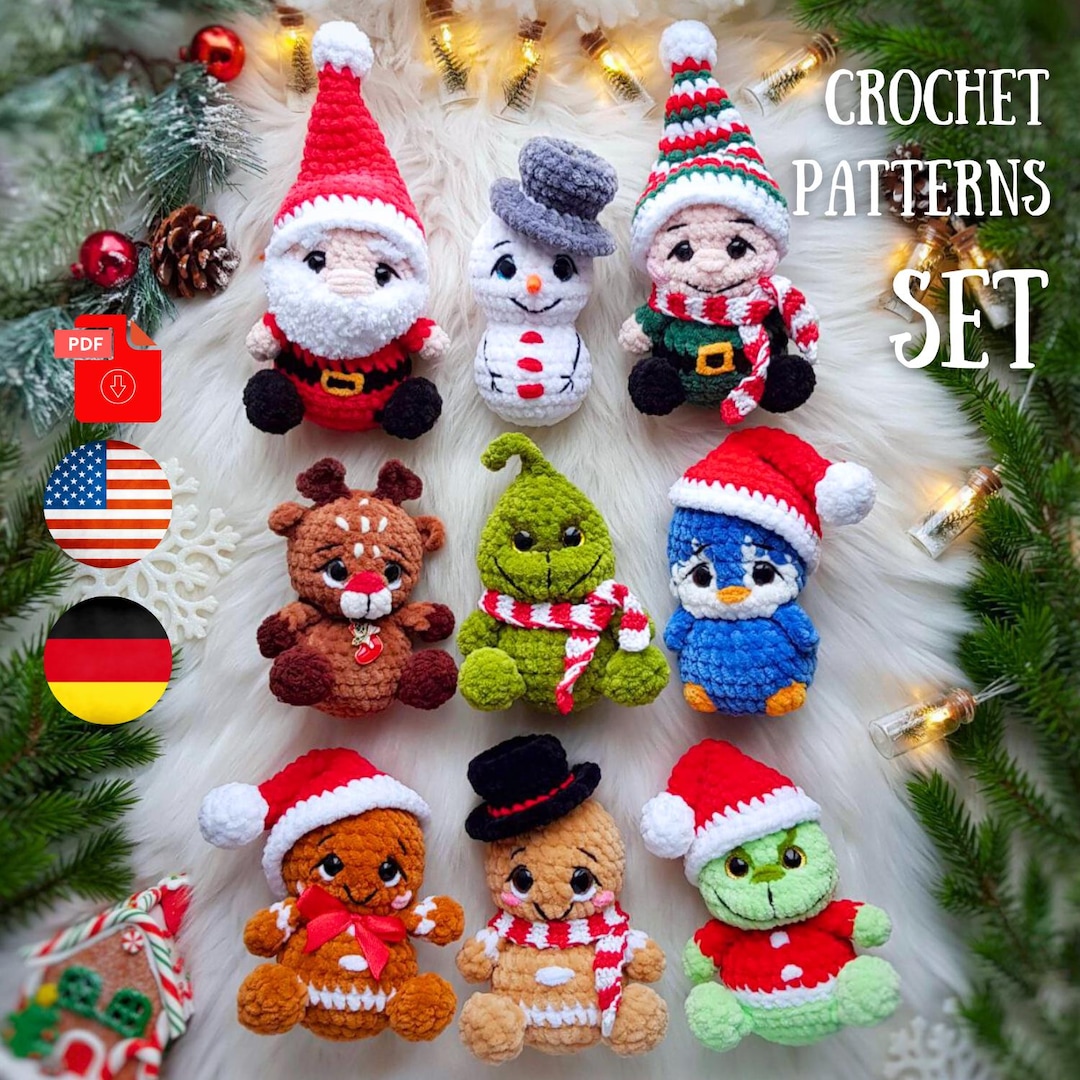 Crochet Christmas Set Patterns - Amigurumi Christmas Set – Green ...