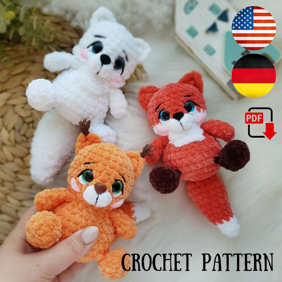 Crochet Pattern Mini Toys : Fox Cub, Squirrel Cub, Arctic Fox – Crochet ...
