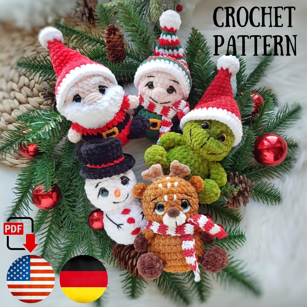 Crochet Christmas Set Patterns - Amigurumi Christmas Set – Green ...
