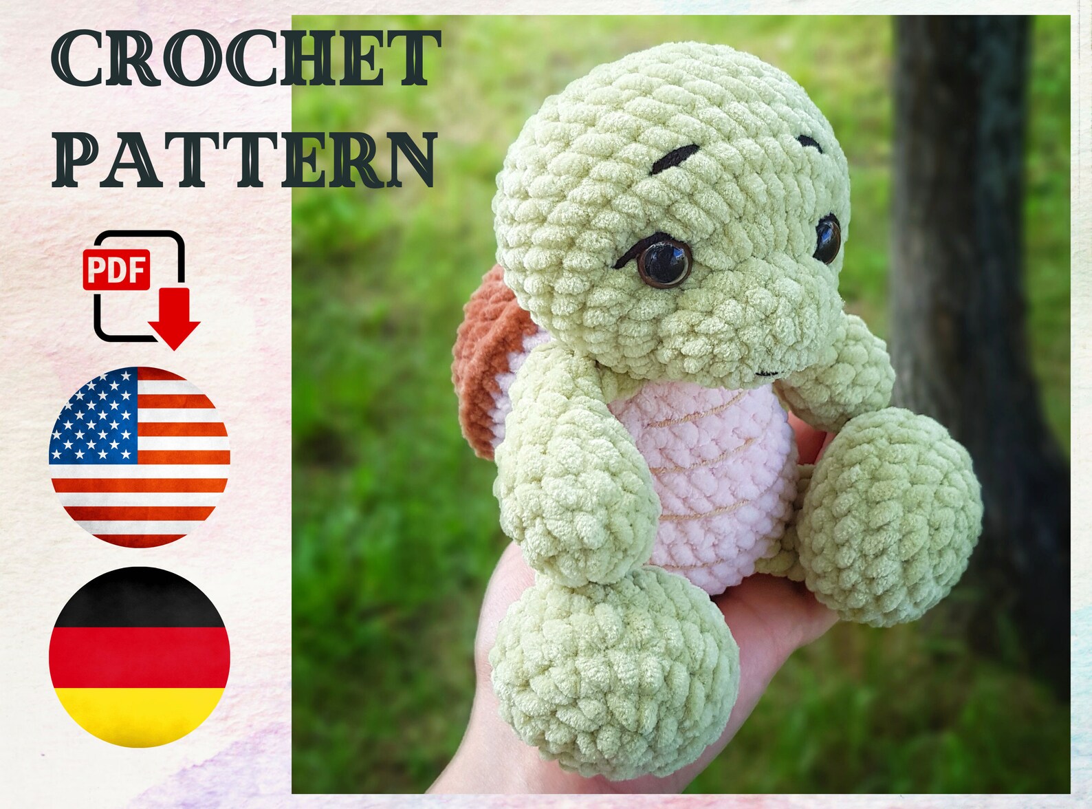 Crochet Pattern Turtle Amigurumi PDF Diy Tutorial Crochet - Etsy