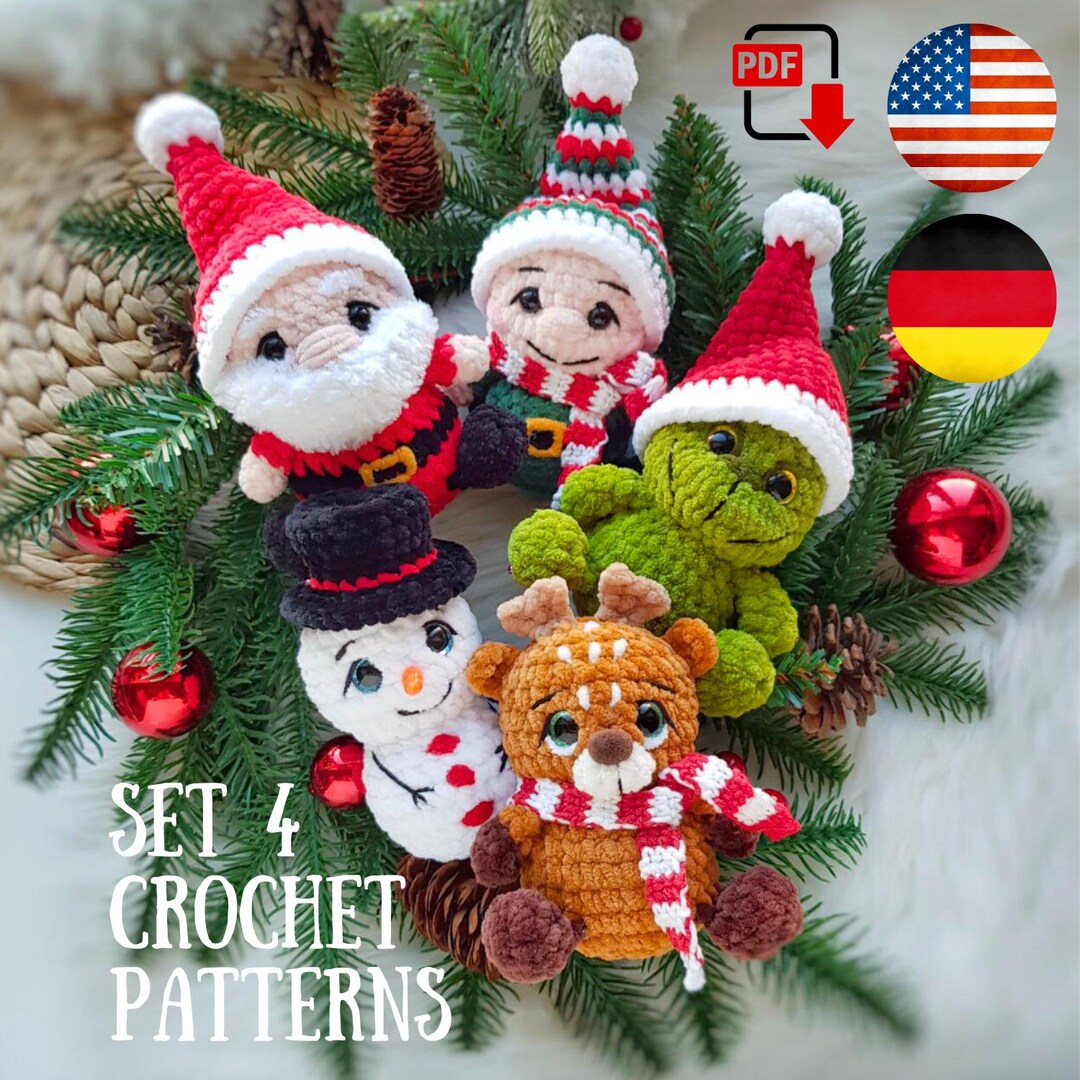 Crochet Christmas Set Patterns - Amigurumi Christmas Set – Green ...