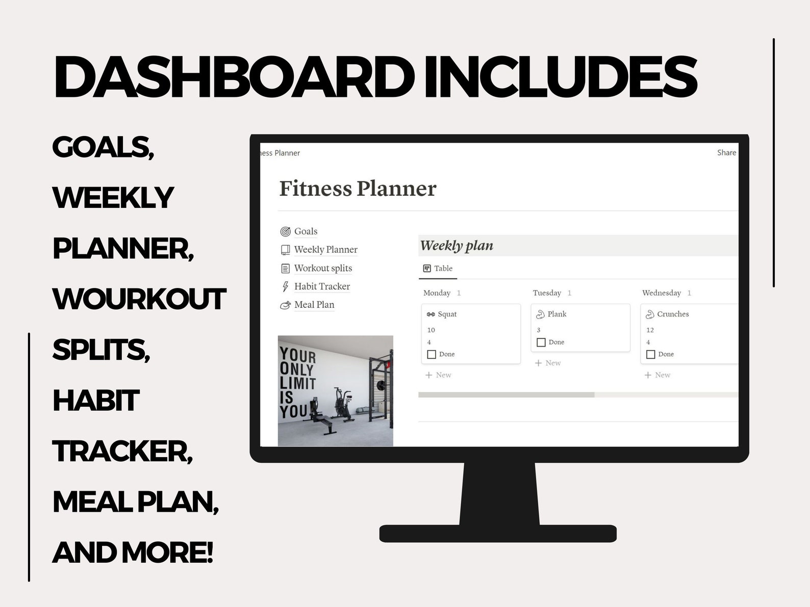 Notion Template Fitness Planner, Digital Fitness Planner, Notion ...
