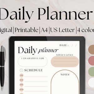 DAILY PLANNER Fillable Digital PDF, Undated Printable Planner, Daily ...