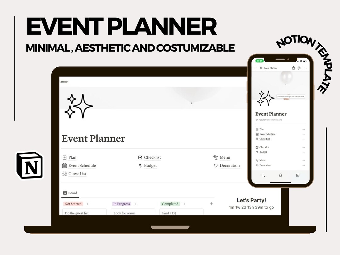 Notion Template Event Planner Digital Party Planner Notion Etsy Canada