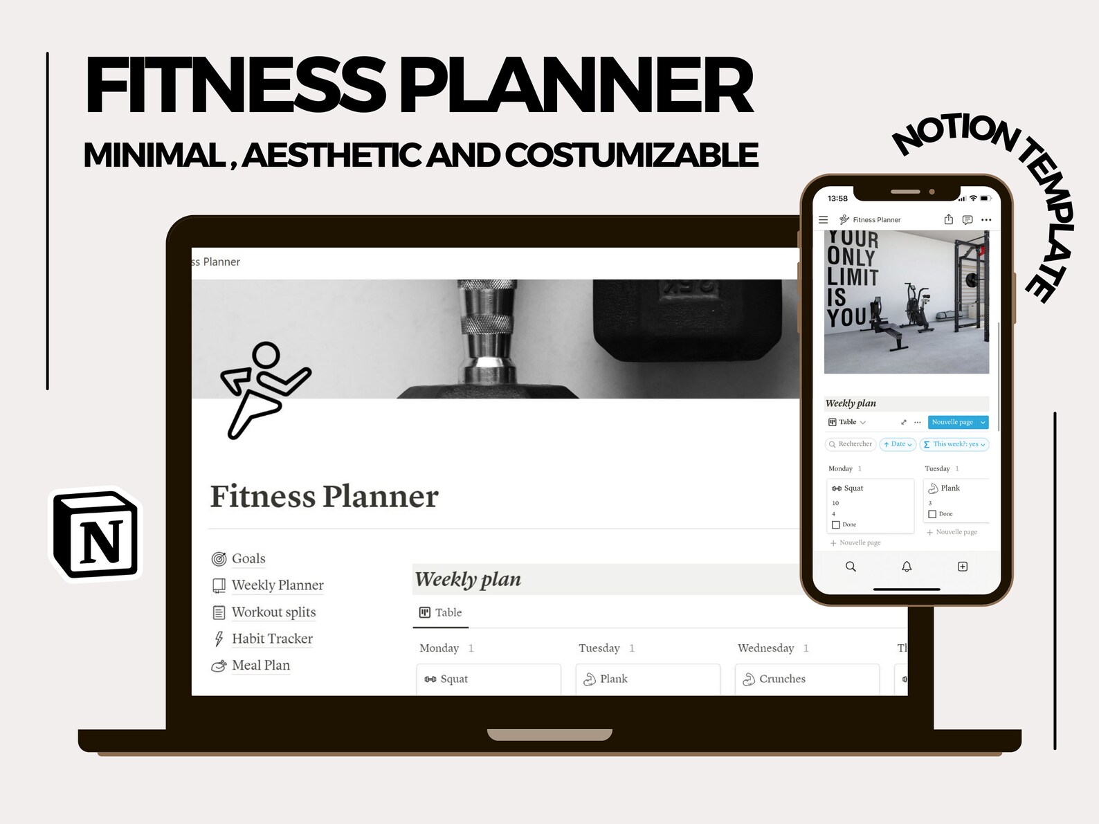 Notion Template Fitness Planner, Digital Fitness Planner, Notion ...