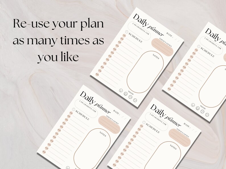 DAILY PLANNER Fillable Digital PDF, Undated Printable Planner, Daily ...