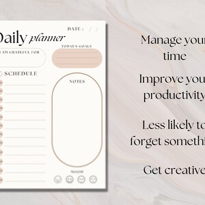DAILY PLANNER Fillable Digital PDF, Undated Printable Planner, Daily ...