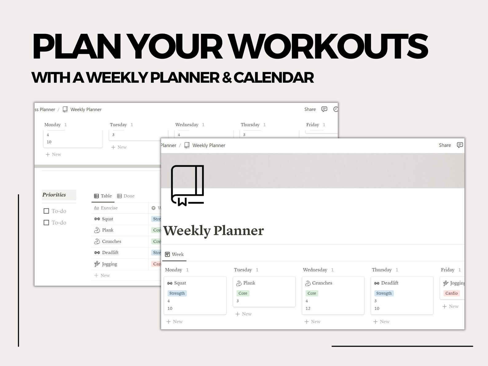 Notion Template Fitness Planner, Digital Fitness Planner, Notion ...