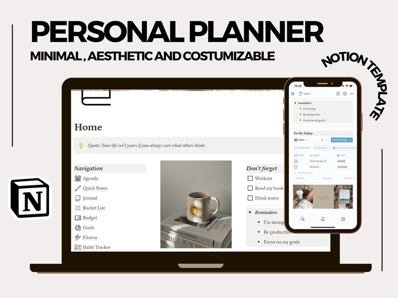 Notion Template, Personal Life Planner, All in One Digital Planner ...