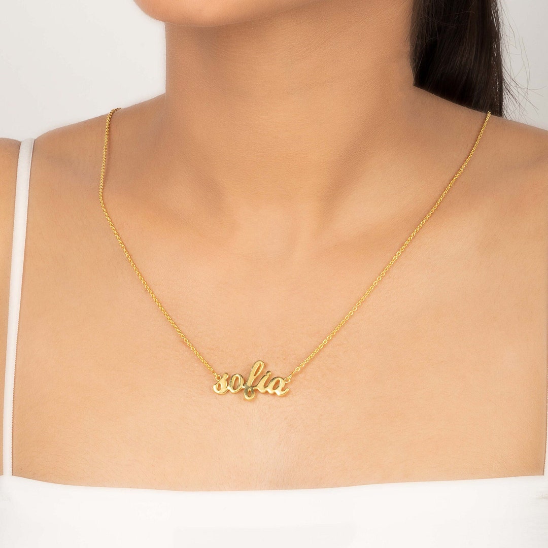 Personalized Name Necklace Custom Gold Name Necklace 925 - Etsy