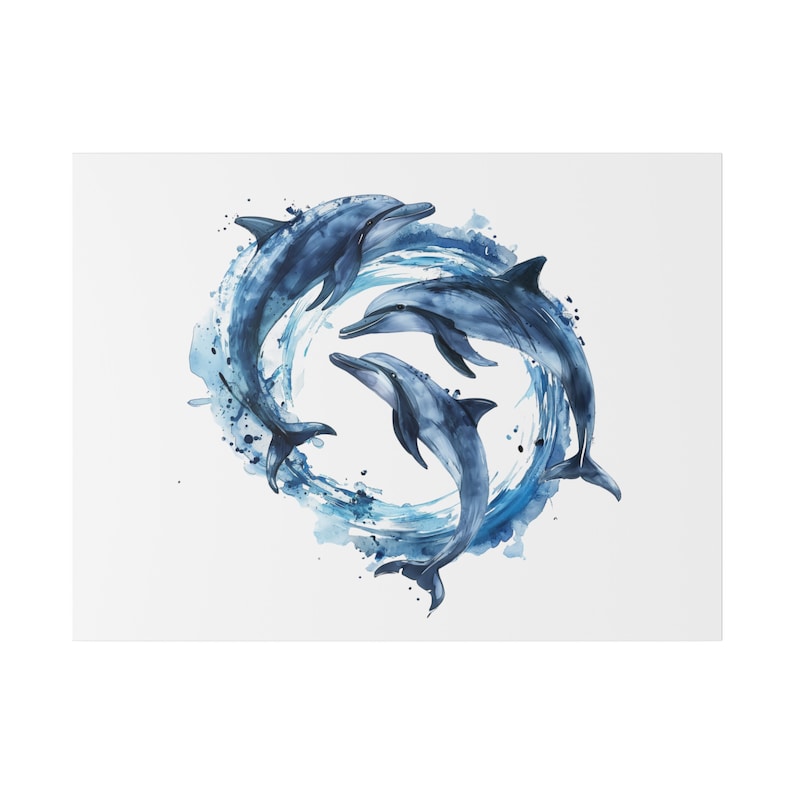 Dolphin Wall Art Matte Canvas Nautical Decor Marine Life Ocean Inspired ...