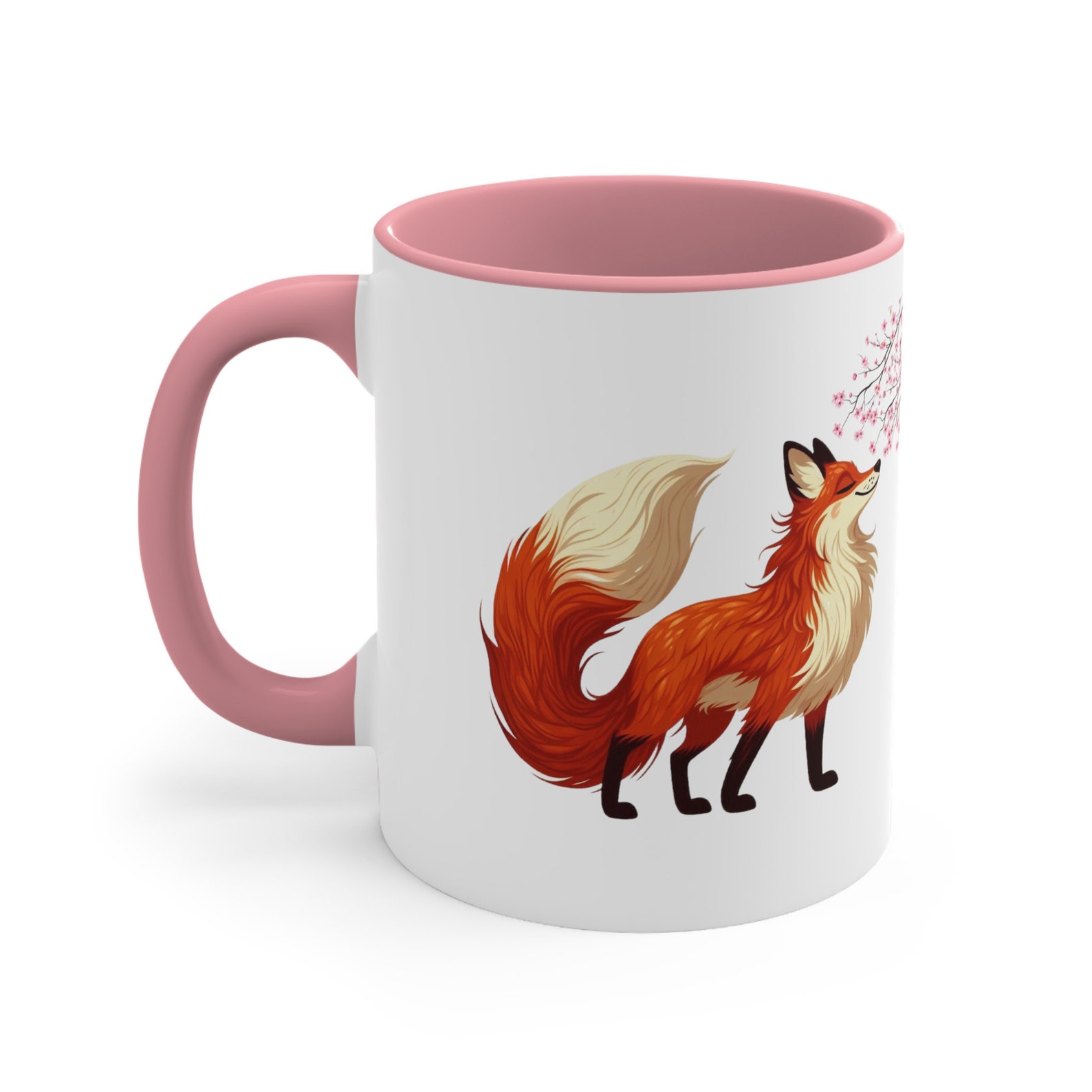 Red Fox Smelling Cherry Blossoms Accent Mug - Fox Lover Gift - Etsy