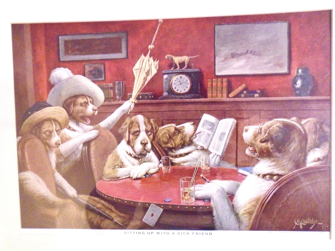 Set of 5 Dogs Playing Poker Prints by C. M. Coolidge - Etsy