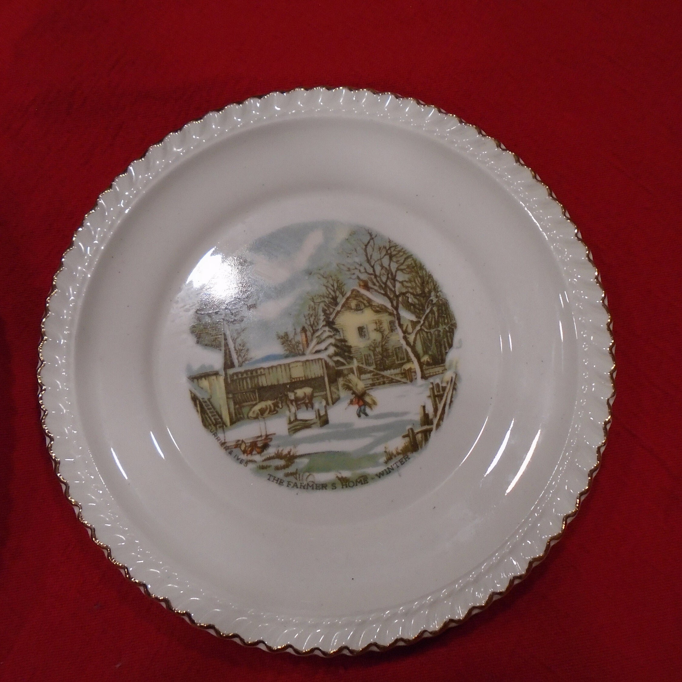 2 Vintage Currier & Ives Plates by Harkerware - Etsy