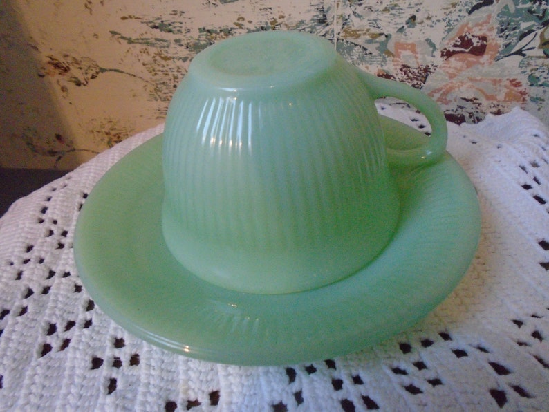 1940's Jadeite Fireking Jane Ray Tea Cup and Saucer - Etsy