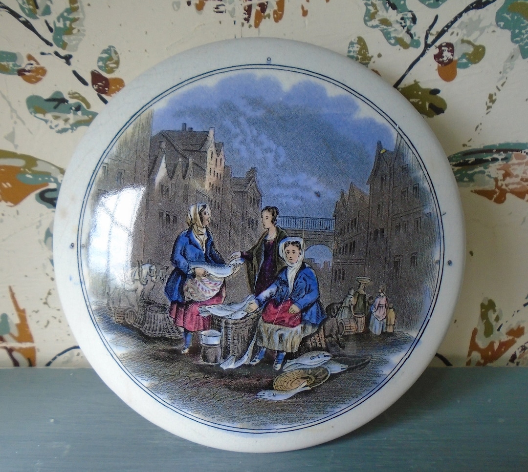 1800's Prattware Pottery Lid - Etsy