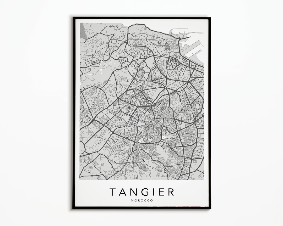 Tangier Map Print, Morocco City Map Poster, Moroccan Wall Art, Map Wall ...