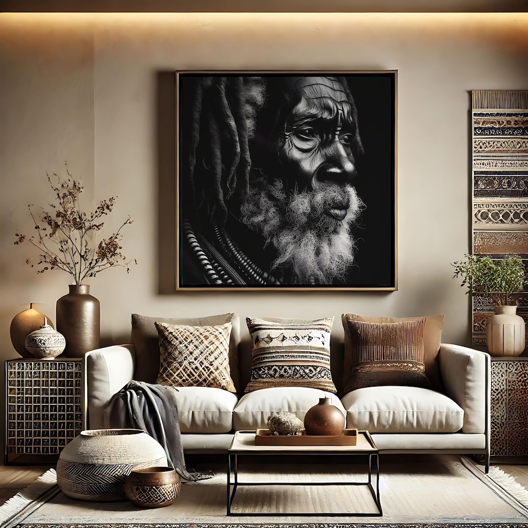 Printable African Elder, Bold Black and White Portrait, African Wall ...