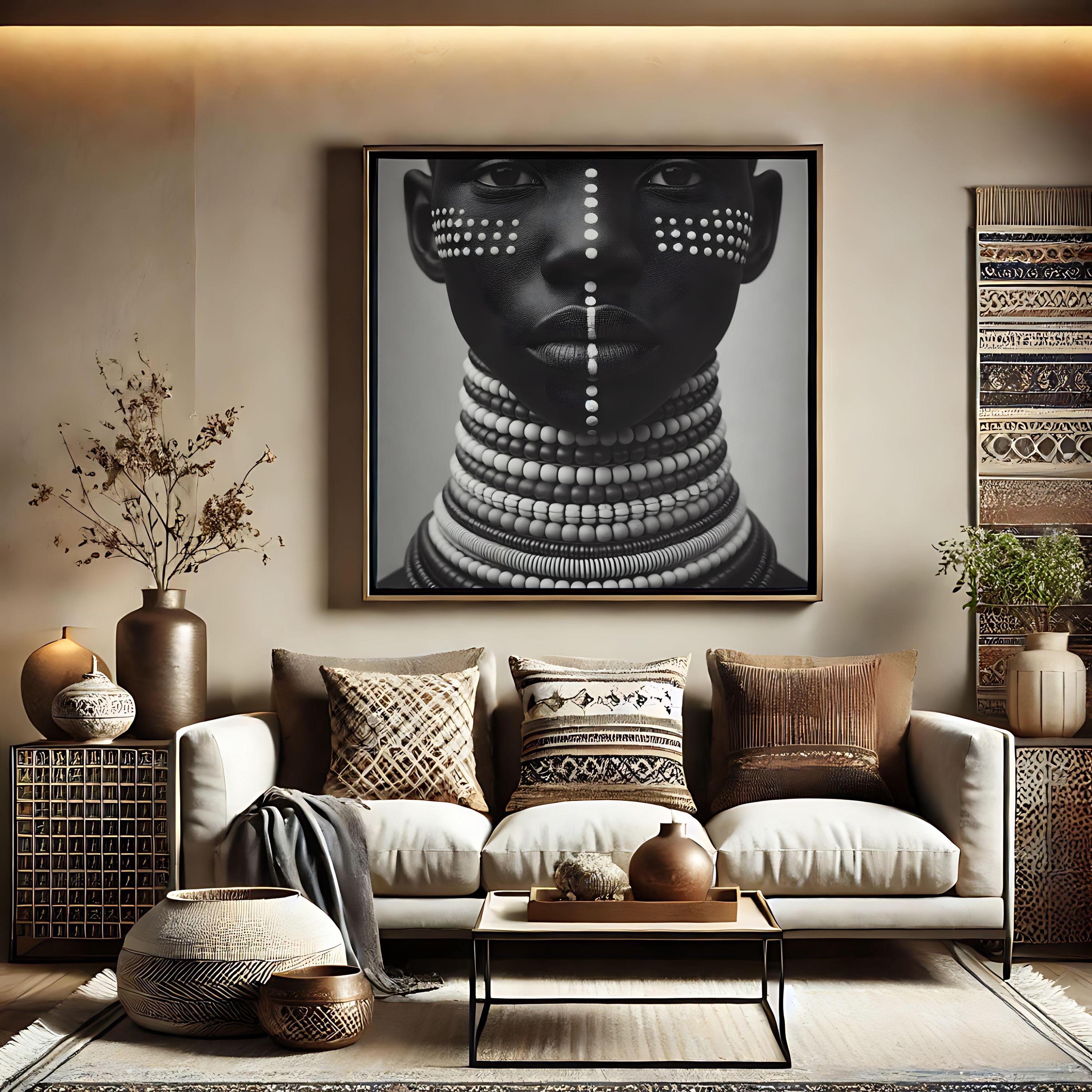 Printable African Woman Portrait | Bold Beaded Statement Art | Instant ...