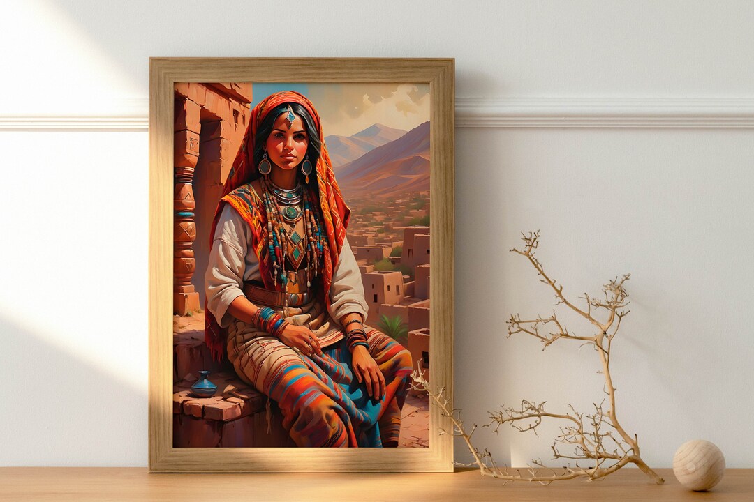 Moroccan Amazigh Berber Woman Portrait, Oil Painting, Wall Art Decor ...