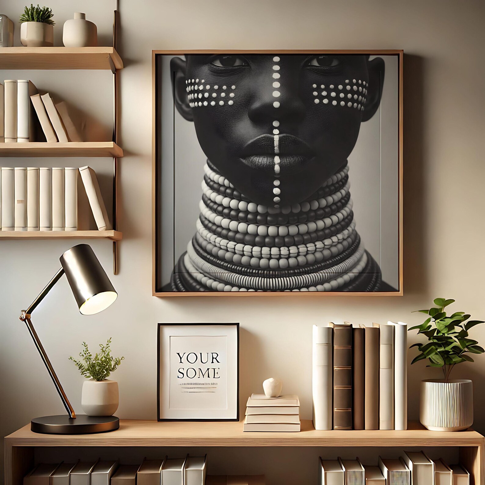 Printable African Woman Portrait | Bold Beaded Statement Art | Instant ...