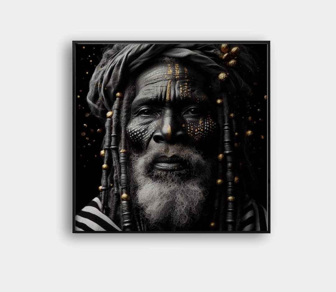 Printable Old Man African Art Black, African Art, Black and White Art ...