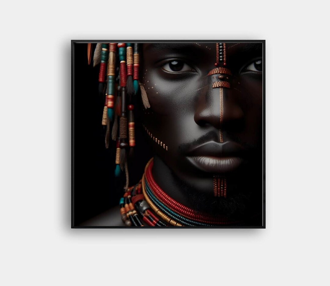 Printable Black Warrior Portrait, Tribal Poster, African Wall Art ...