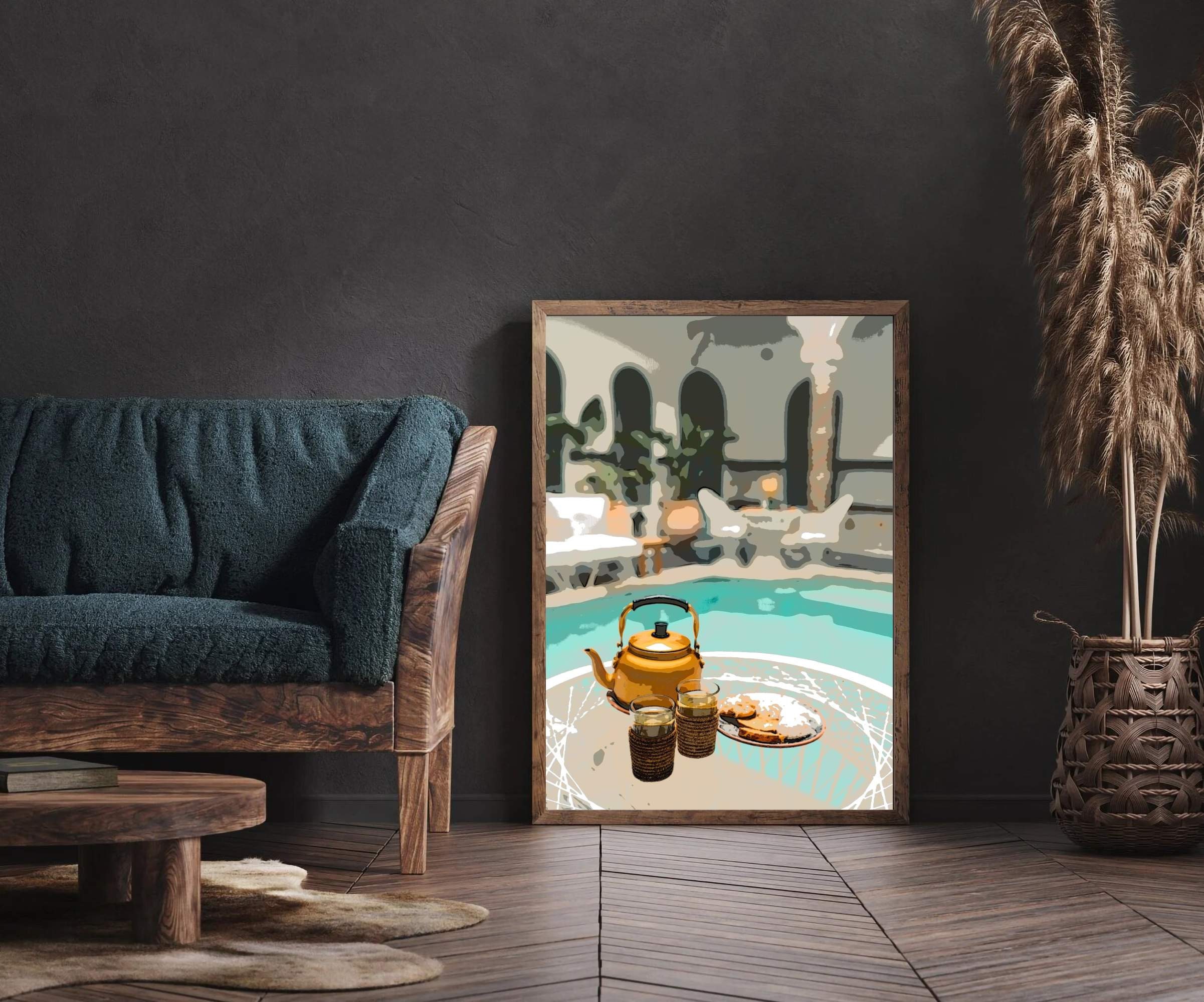 Printable Moroccan Teapot in Gold in a Pool of a Riad in - Etsy