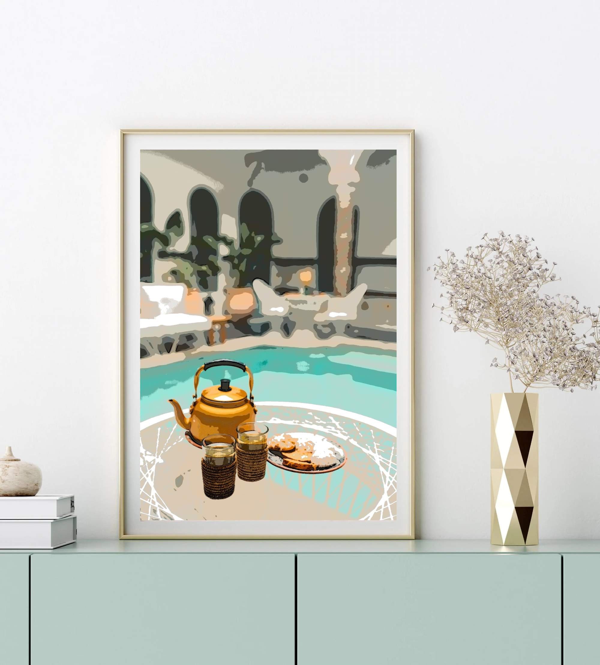 Printable Moroccan Teapot in Gold in a Pool of a Riad in - Etsy