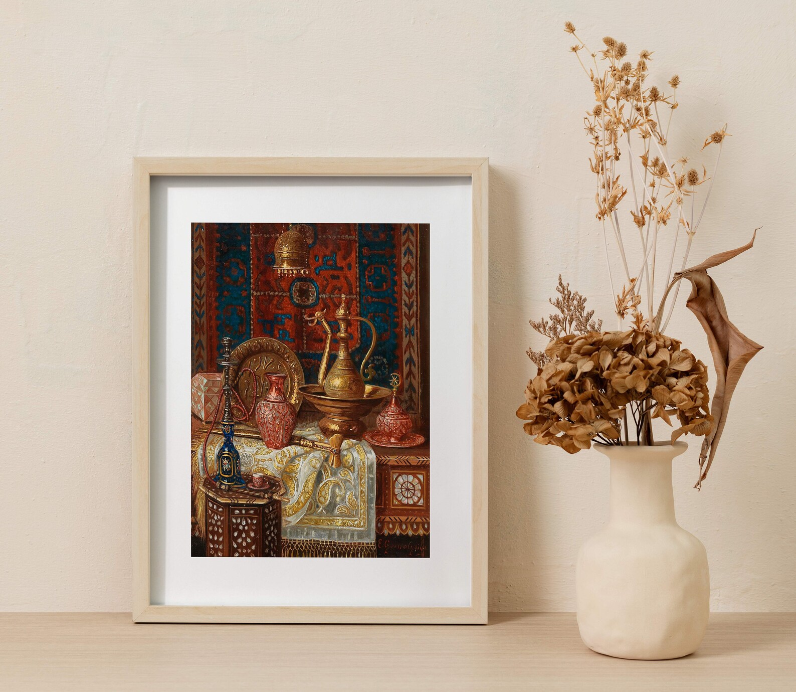 Vintage Oriental Still Life Painting: Eclectic Art Print (digital ...