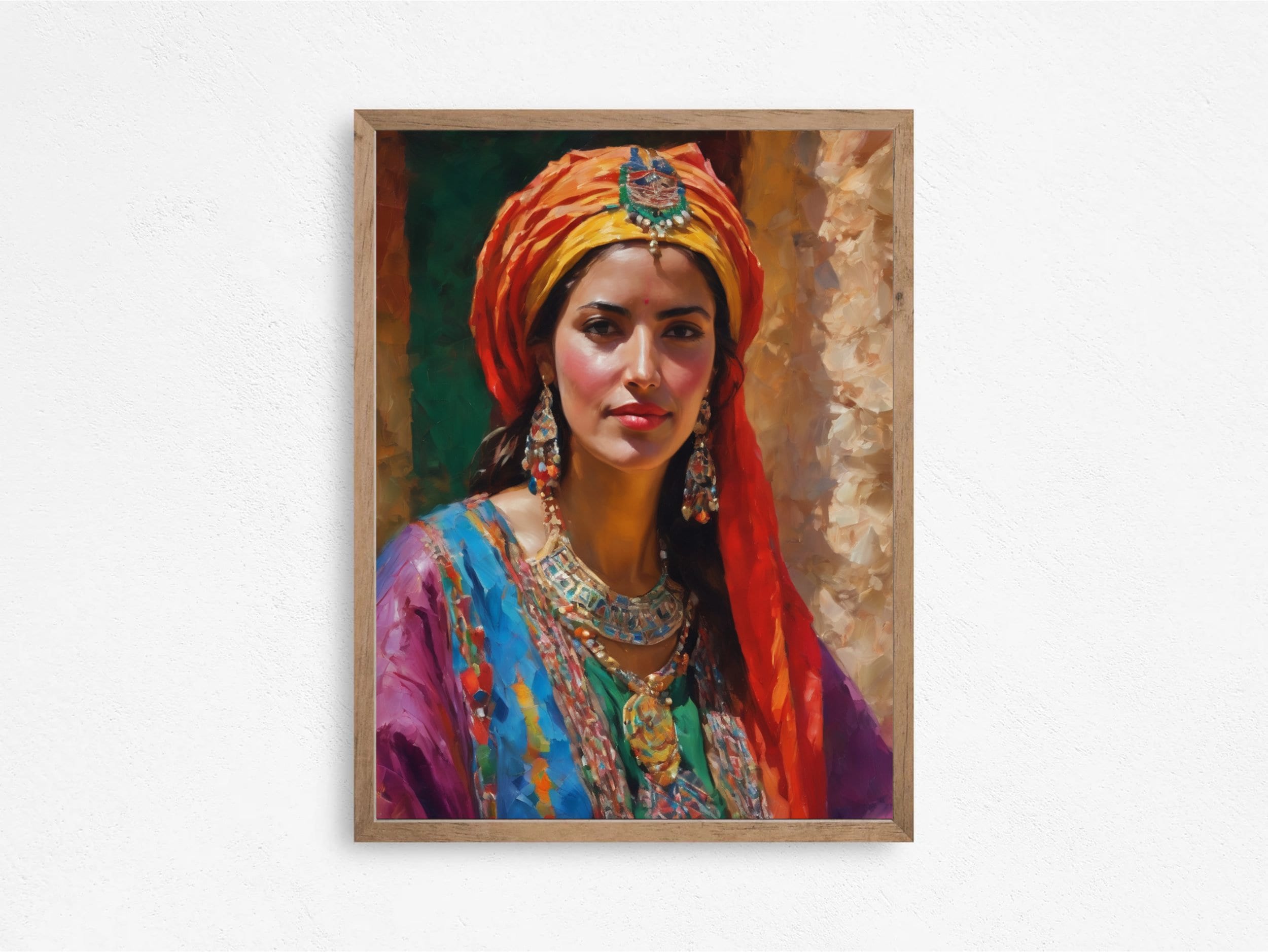 Portrait Moroccan Amazigh Berber Woman Oil Painting, Moroccan Wall Art ...