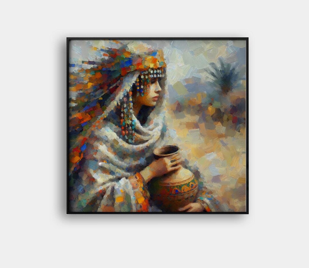 Printable Amazigh Woman Portrait, Berber Art in Warm Tones, Digital ...