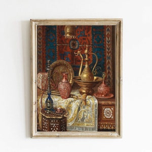 Vintage Oriental Still Life Painting: Eclectic Art Print (digital ...