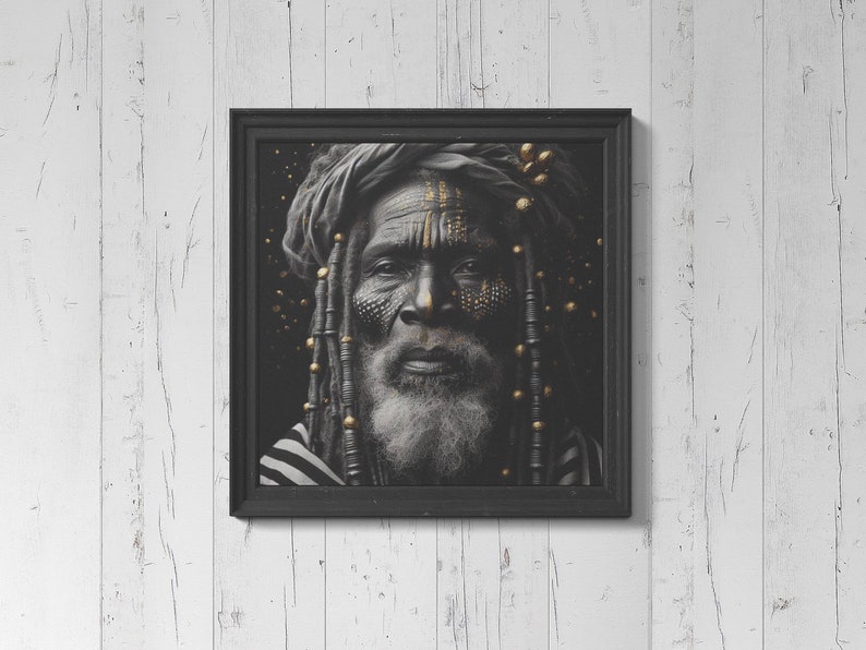 Printable Old Man African Art Black, African Art, Black and White Art ...