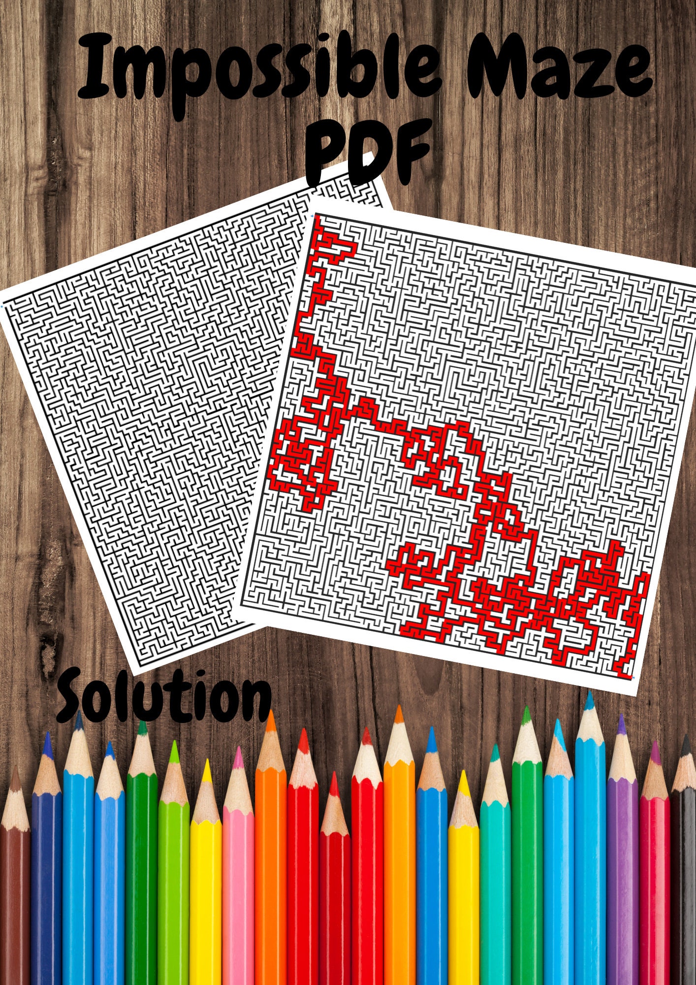 30 impossiblemazes for Kids or Adults, Digital Clipart, Maze, Instant ...