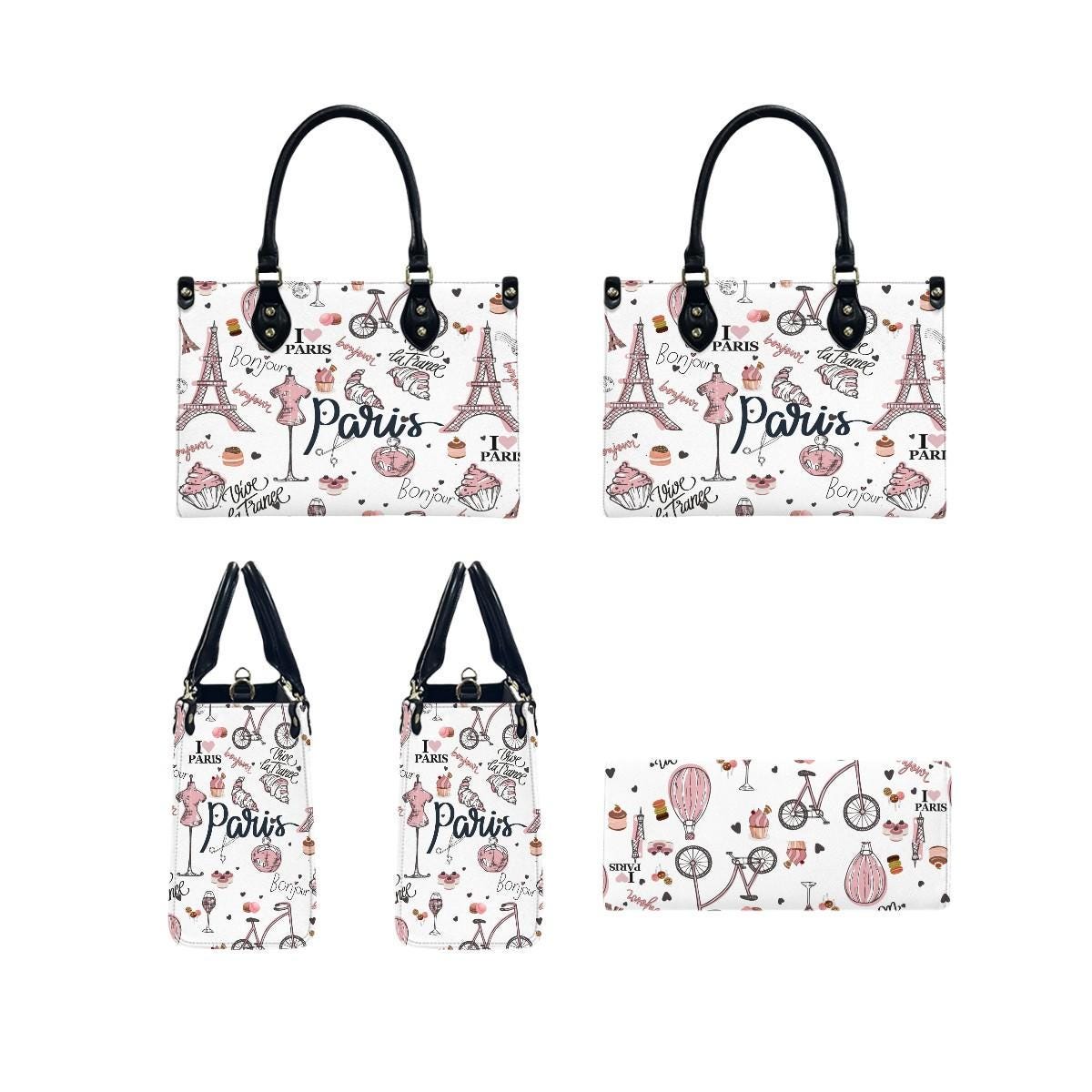 Paris Handbag Bonjour Eiffel Tower PU Leather Purse – French Travel ...