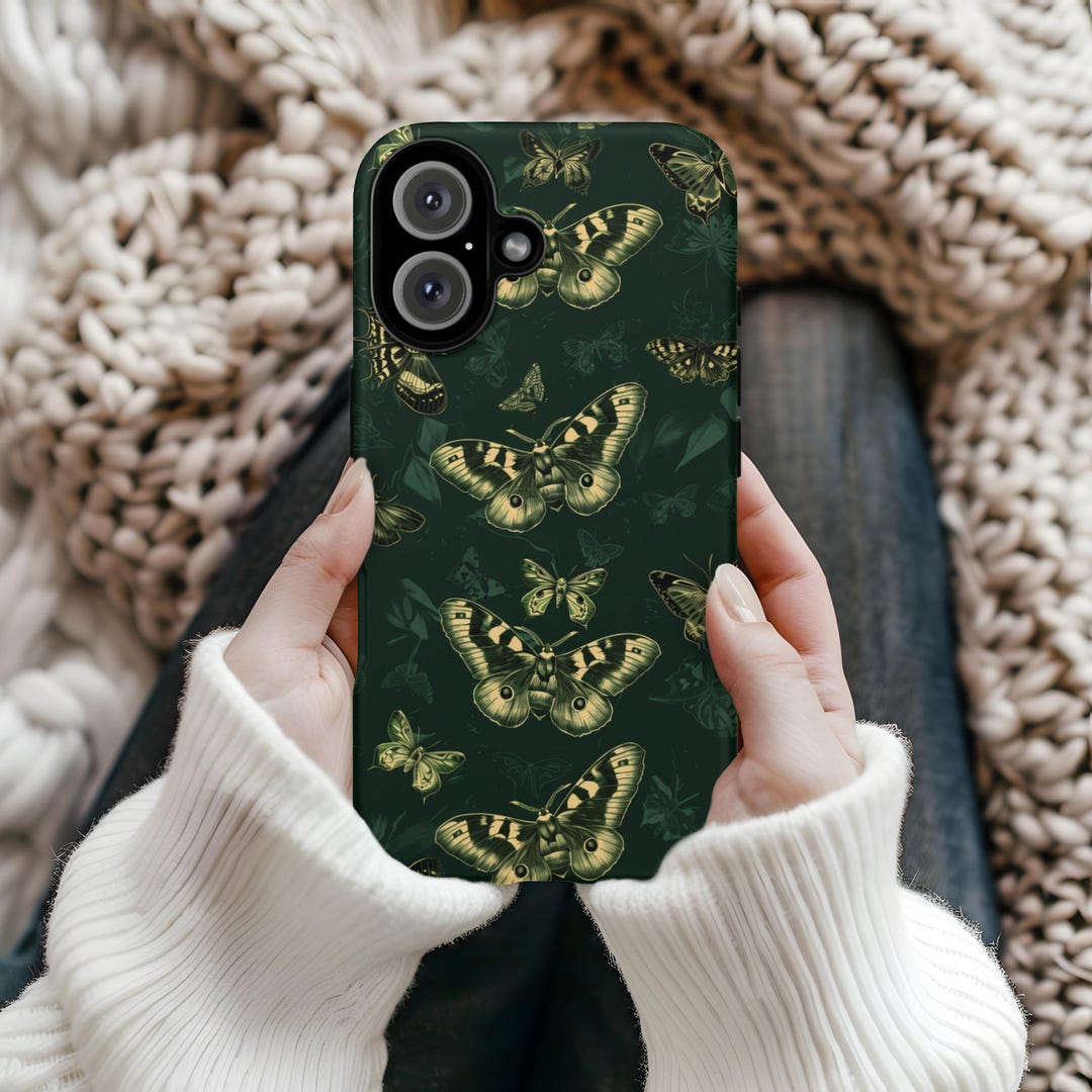Dark Cottagecore Moths Whimsigoth Mushrooms & Wildflowers Phone Case ...