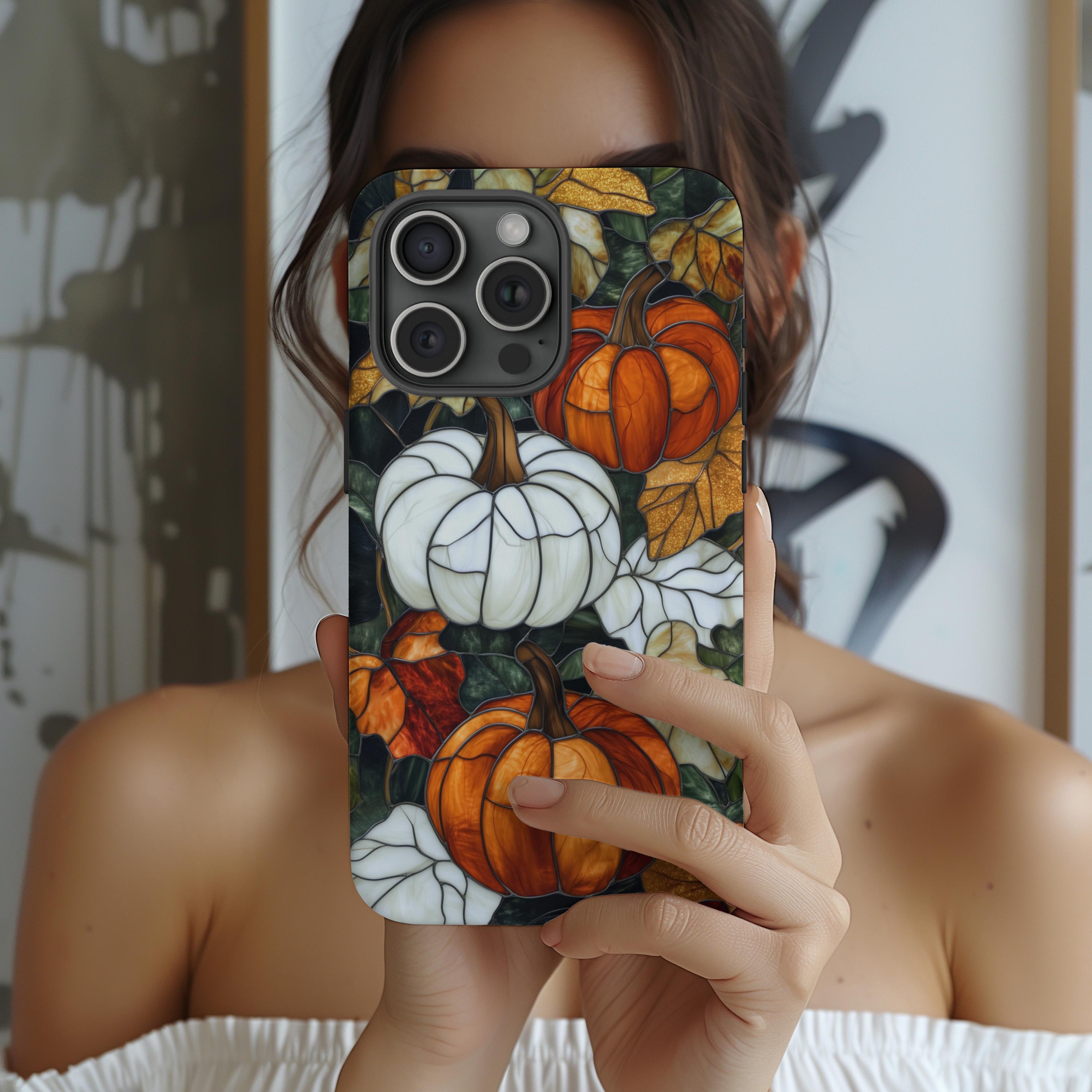 Pumpkins & Gourds Autumn Stained Glass Faux Mosaic Fall Tough Case for ...