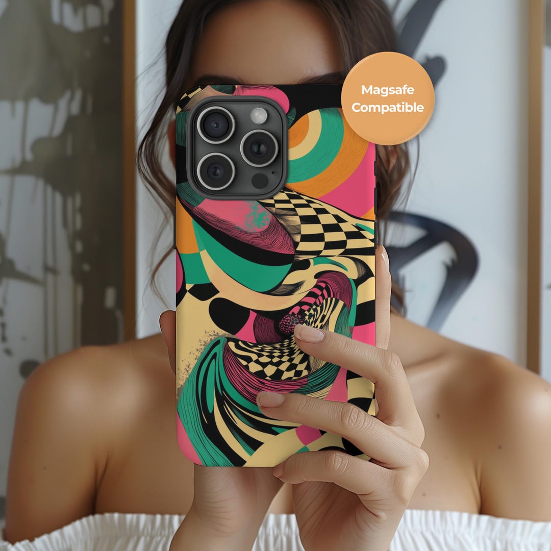 90's Grunge Checkerboard Tough Magnetic Phone Cases, Funky Skater Phone ...