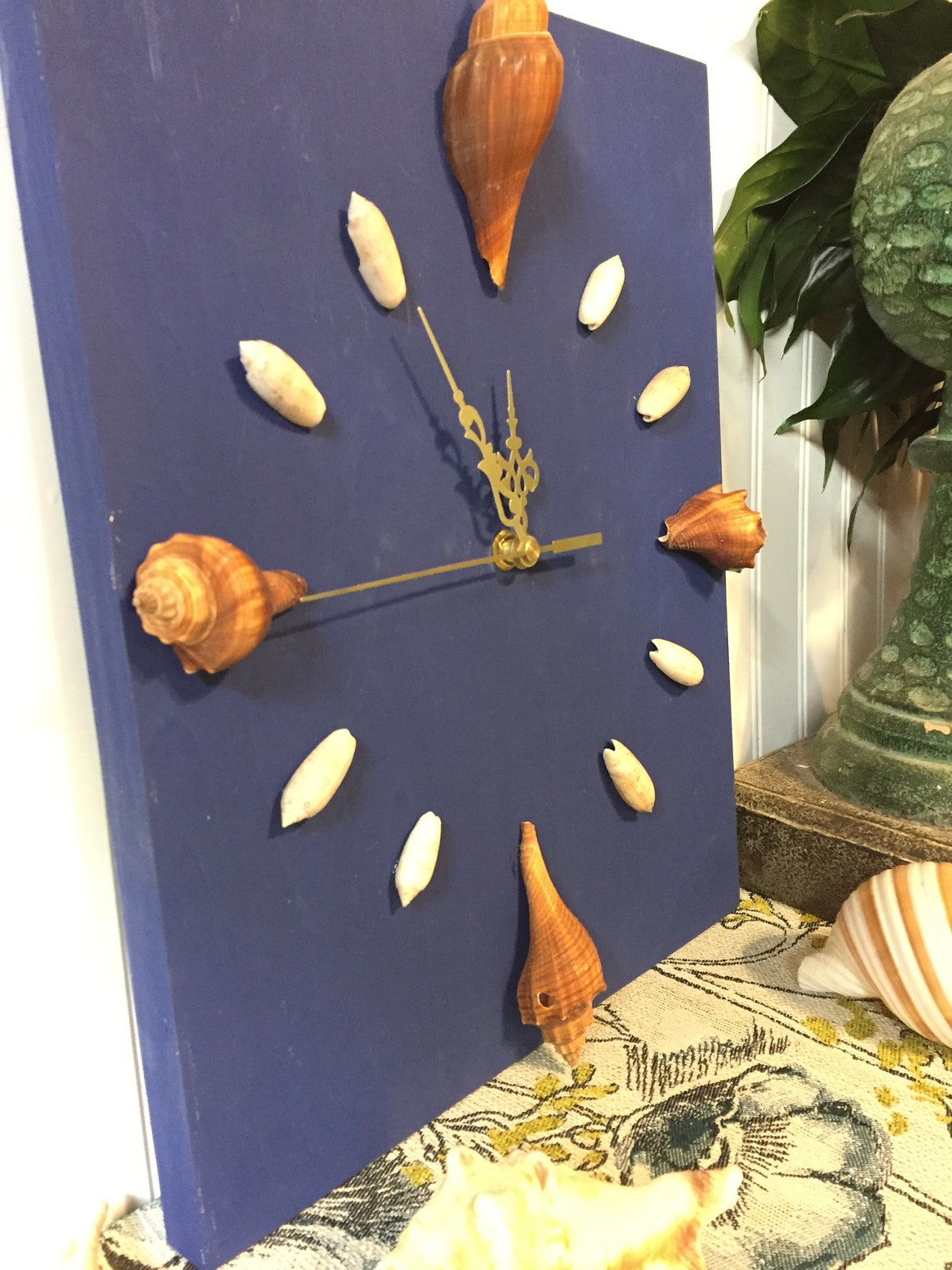 Retro-inspired Shell Clock, Seashell Clock, Coastal Clock, 11x14 Clock ...
