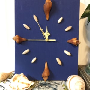 Retro-inspired Shell Clock, Seashell Clock, Coastal Clock, 11x14 Clock ...