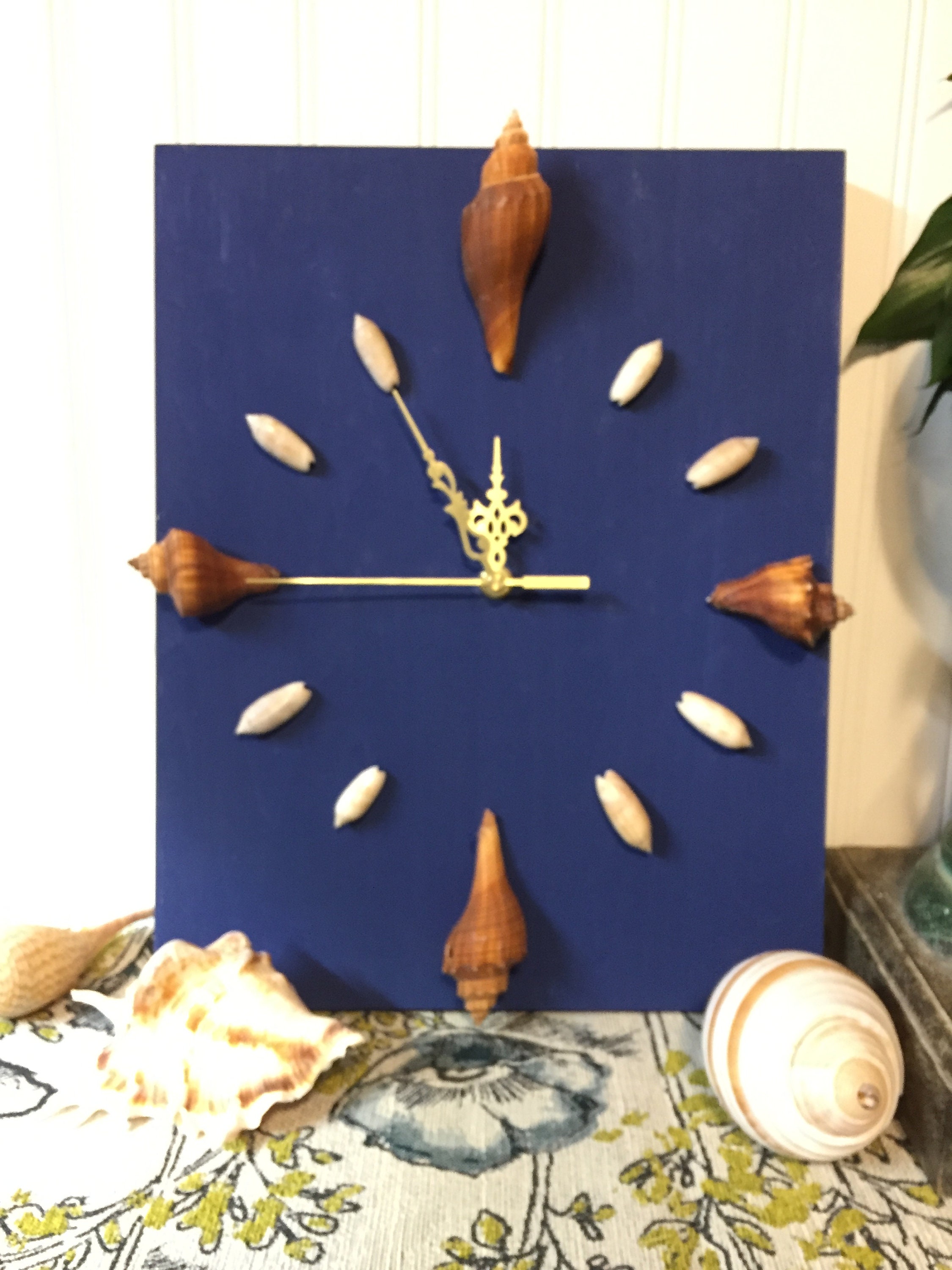 Retro-inspired Shell Clock, Seashell Clock, Coastal Clock, 11x14 Clock ...