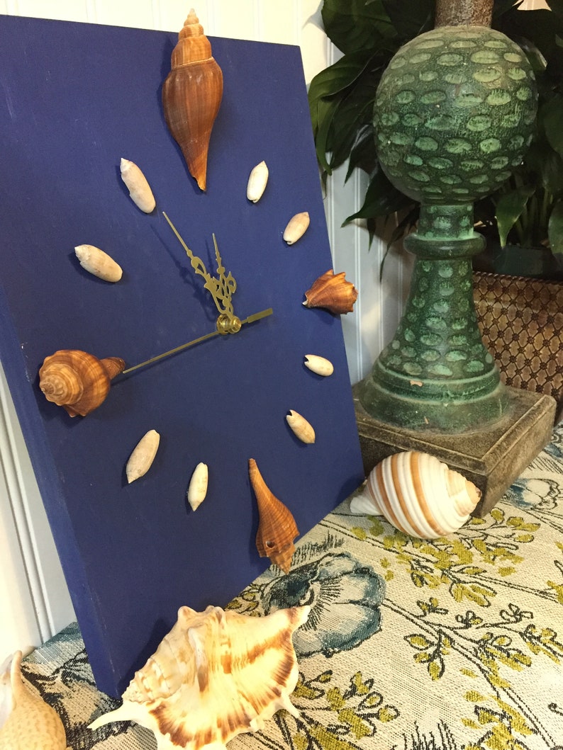 Retro-inspired Shell Clock, Seashell Clock, Coastal Clock, 11x14 Clock ...