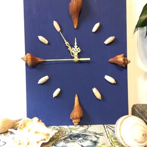 Retro-inspired Shell Clock, Seashell Clock, Coastal Clock, 11x14 Clock ...