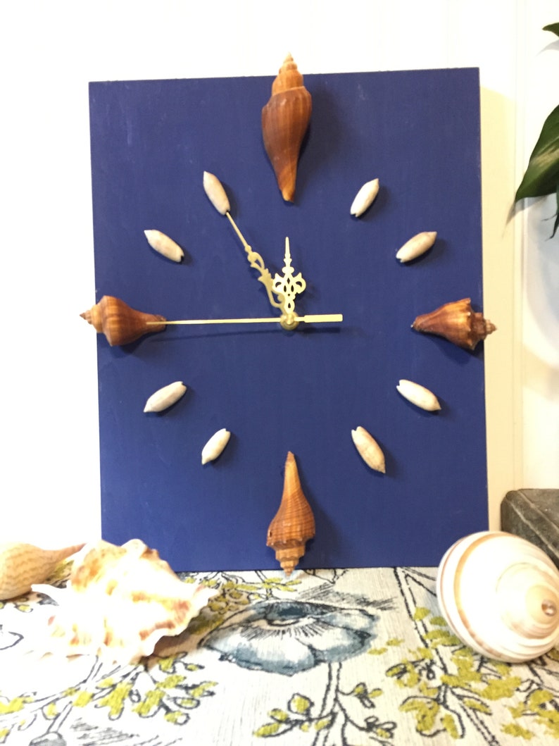 Retro-inspired Shell Clock, Seashell Clock, Coastal Clock, 11x14 Clock ...