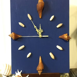 Retro-inspired Shell Clock, Seashell Clock, Coastal Clock, 11x14 Clock ...