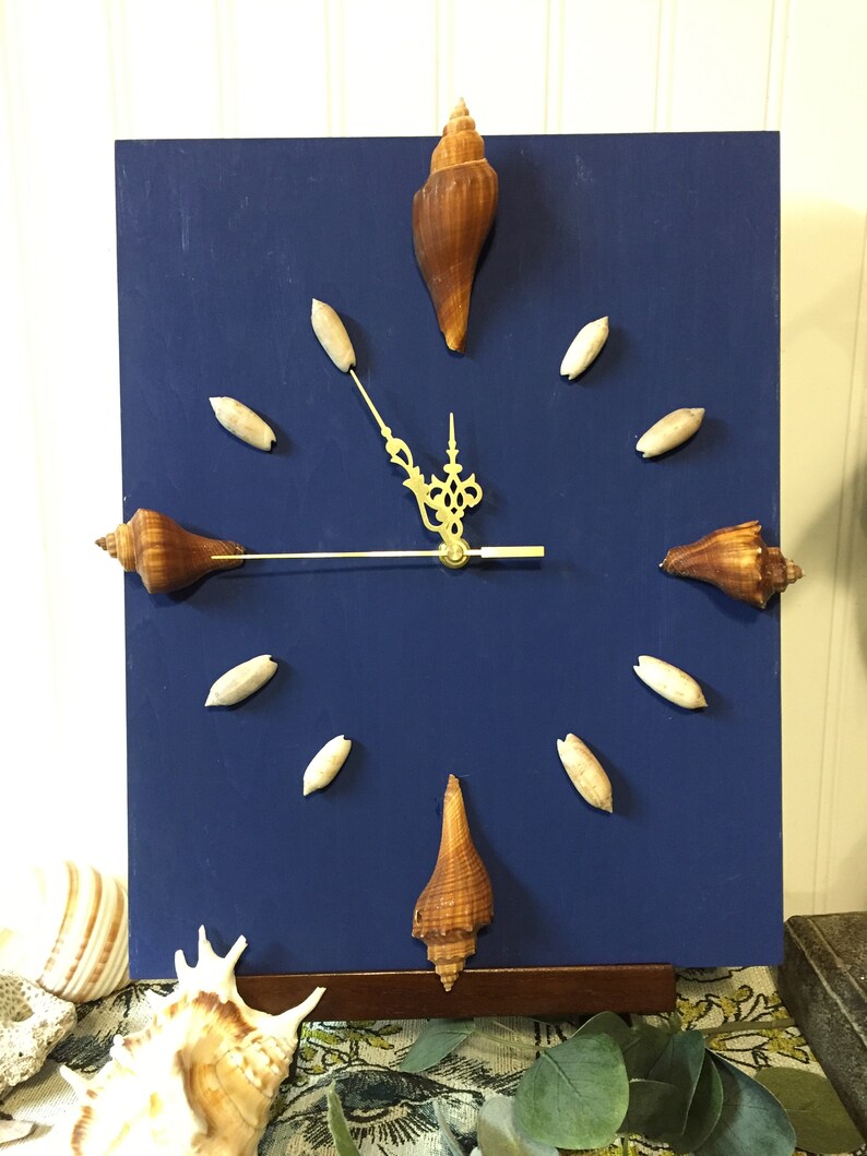 Retro-inspired Shell Clock, Seashell Clock, Coastal Clock, 11x14 Clock ...