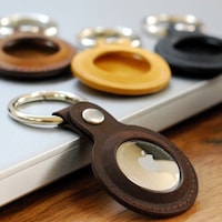 Leather AirTag Holder Case, Air Tag Key Ring, Red, Black, Brown Leather ...