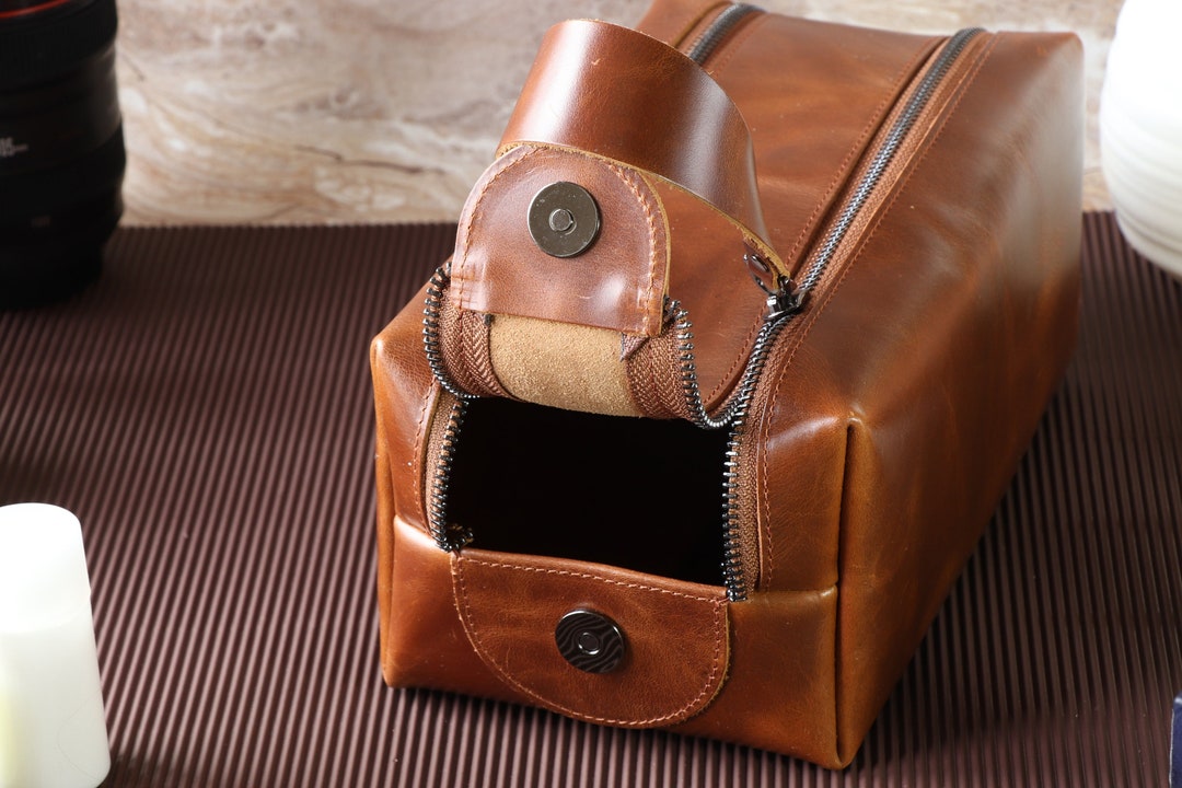 Custom Dopp Kit Bag for Men, Personalized Leather Toiletry Bag, Leather ...