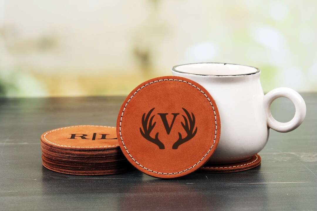 Personalized Leather Coasters Set, Round Coaster Engraved,set of 6 Name ...